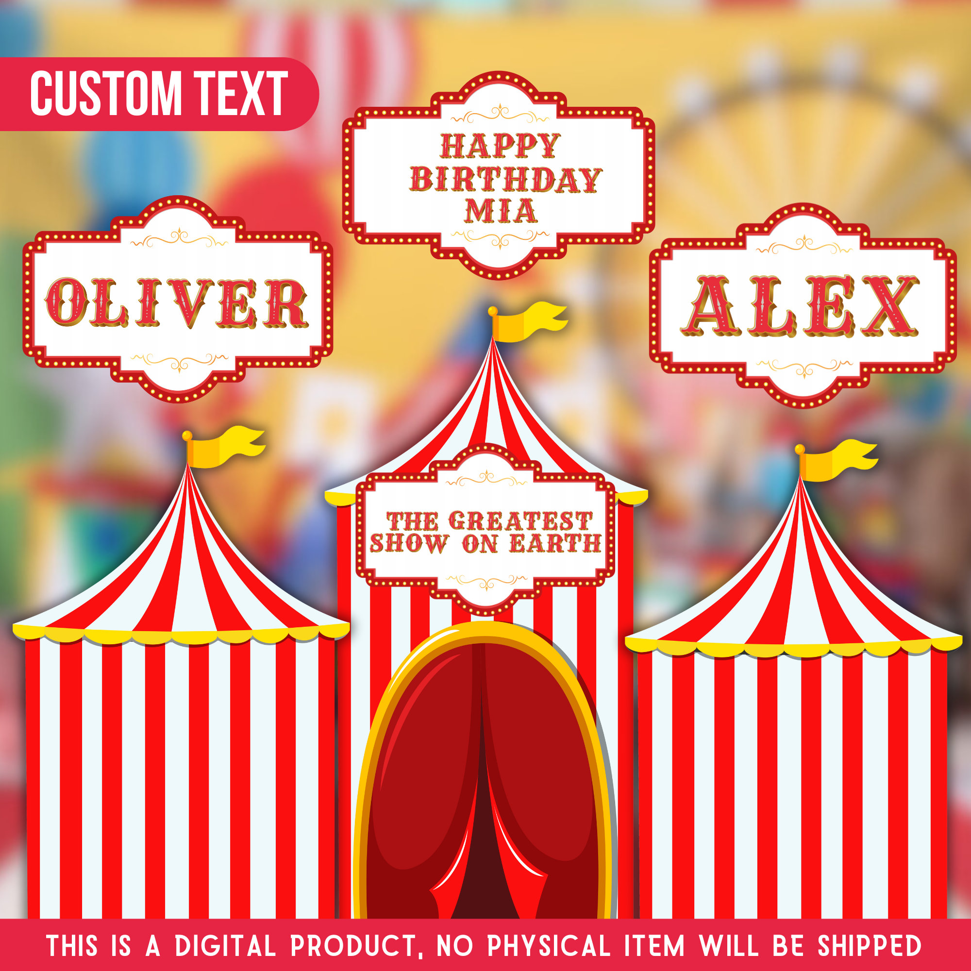 Circus Tent, Circus Custom Text, Circus Birthday Party, Carnival ...