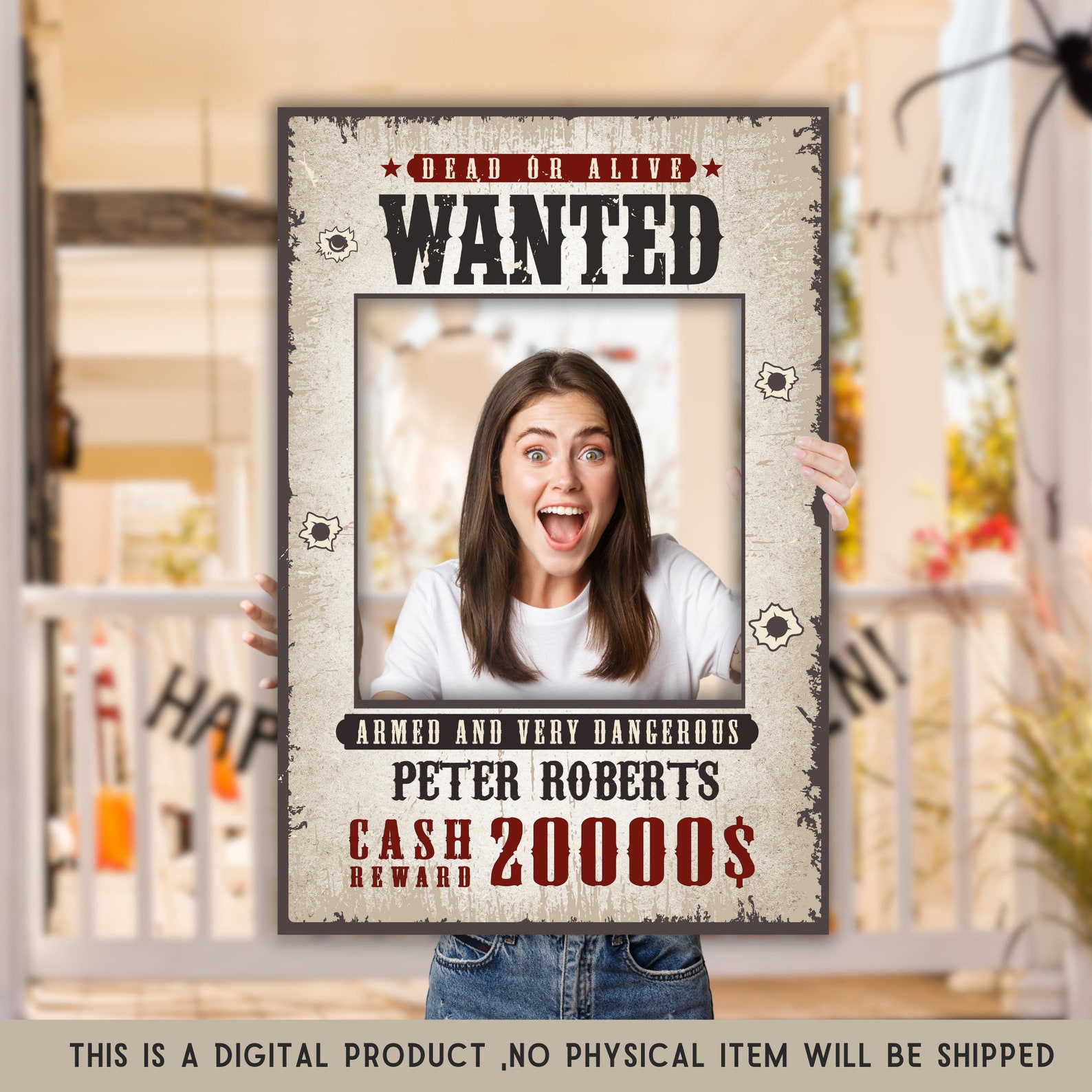 Wanted Photo Booth Prop Frame, Wild West Photo Booth, Custom Western ...