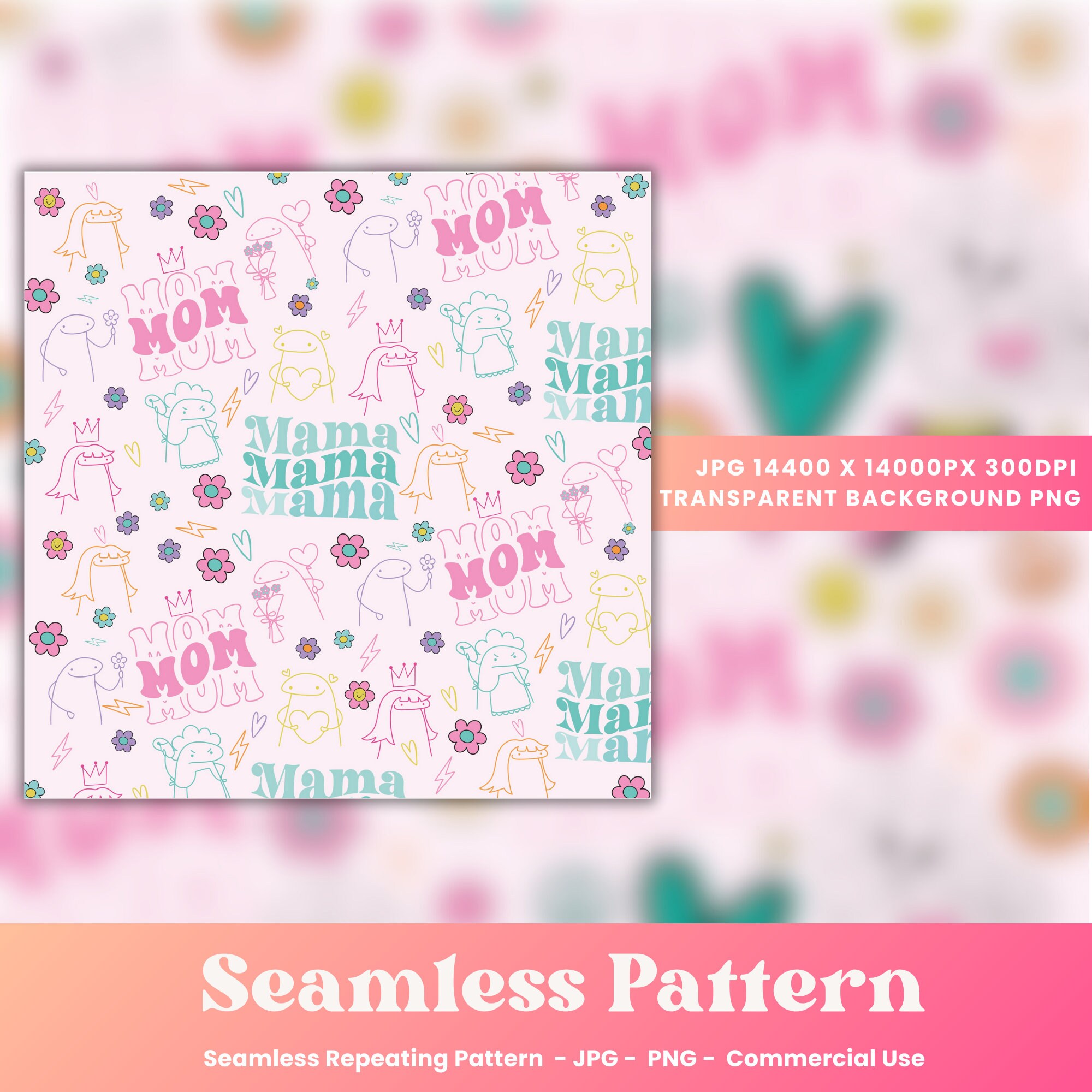 Mother's Day Meme Seamless Pattern, Meme Pattern, MOM Pattern, Doodle ...