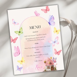Butterfly Watercolor Menu, Colorful Watercolor Menu, Fantasy Menu ...