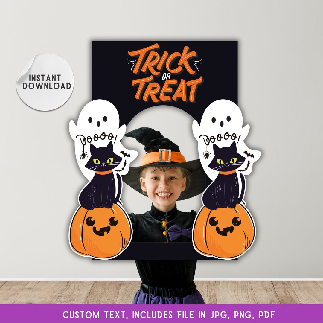 Halloween Trick or Treat Selfie Frame, Spooky Halloween Selfie Frame ...