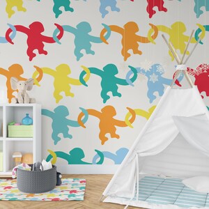 Barrel of Monkey Seamless Pattern, Monkey Silhouette Pattern, Playful ...