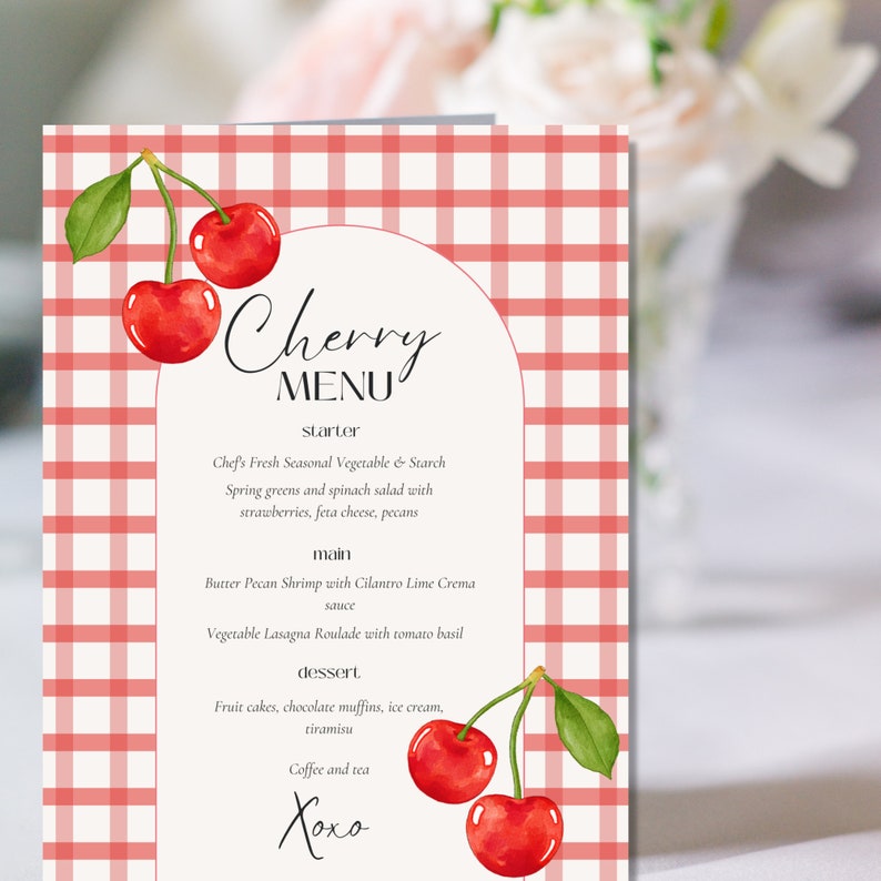 Cherry Menu Template, Sweet Cherry Menu, Red Cherry Menu, Cherries Menu, Cherry Menu Editable ...