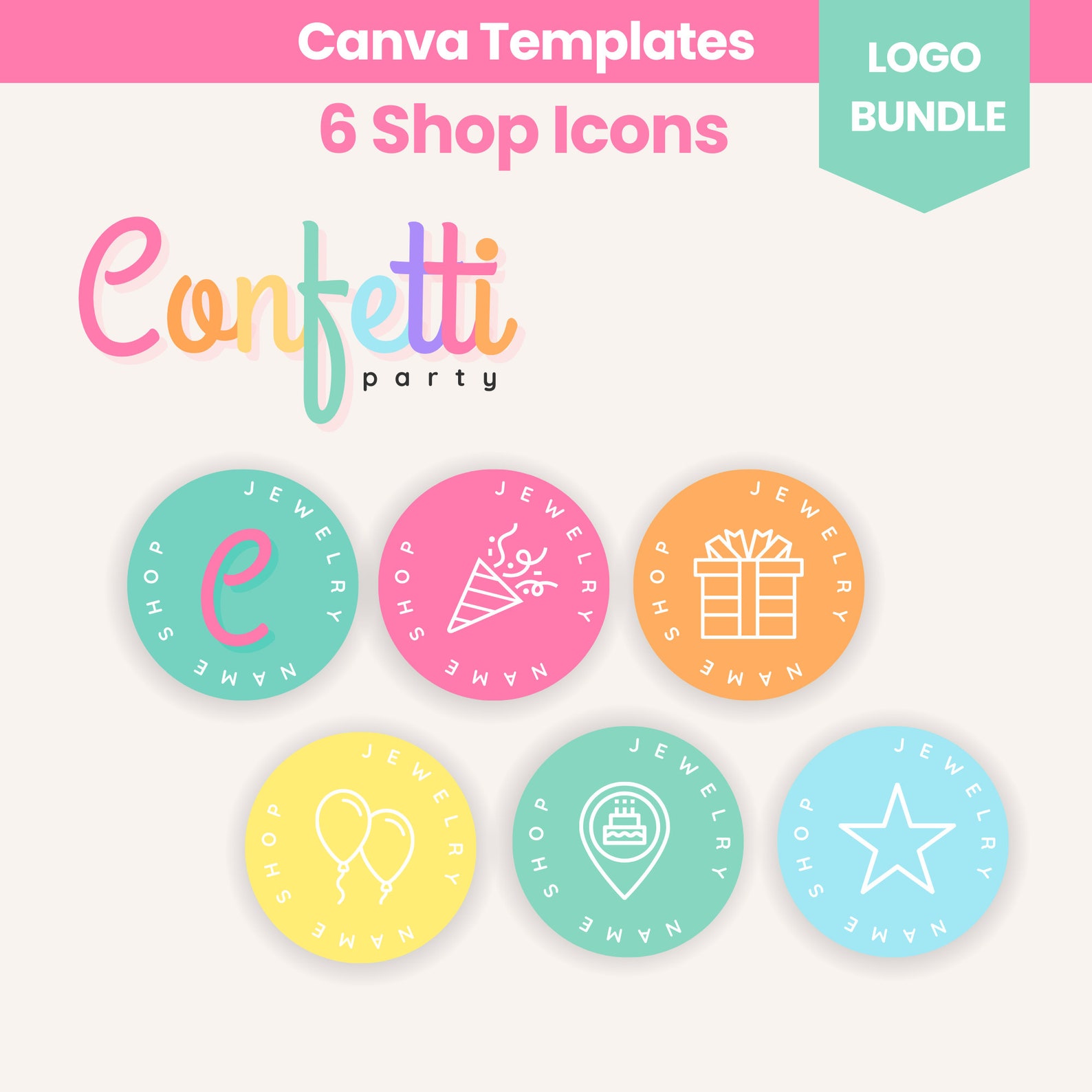 Rainbow Pastel Design Template, Bright Pastel Logo Template, Party Logo ...