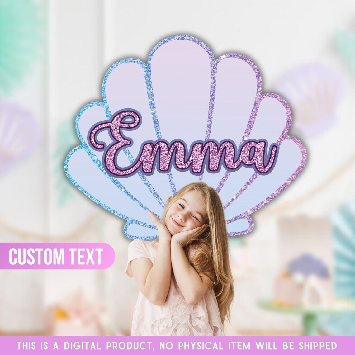 Seashell Glitter Mermaid Sign, Seashell Custom Name, Seashell Welcome ...