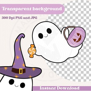Ghost Kawaii Clipart, Cute Halloween Kawaii, Ghost Doodle Set, Ghost ...
