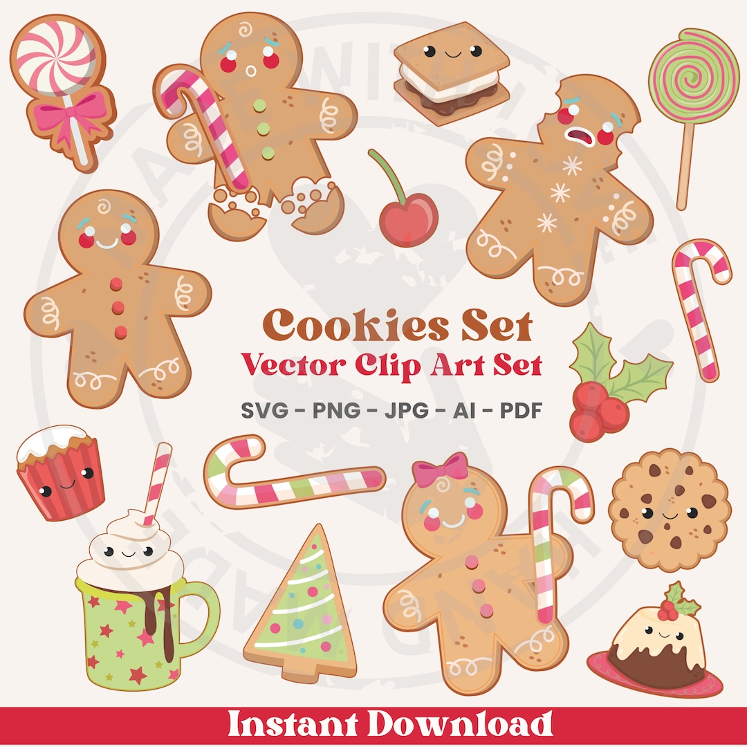 Christmas Cookies Clipart, Gingerbread Cookies Set, Cute Christmas ...