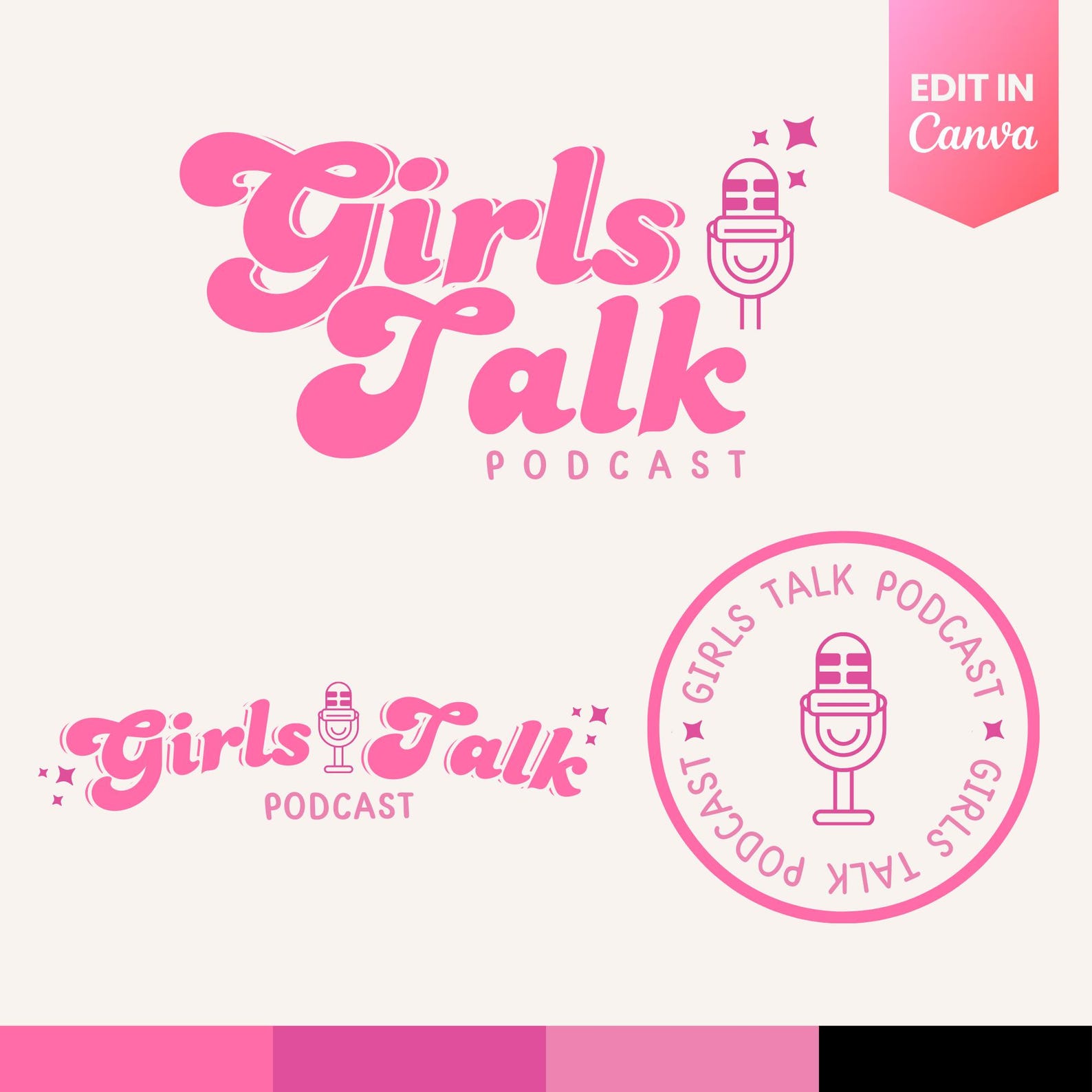 Editable Pink Logo Template, Retro Style Logo Template, Logotemplate ...