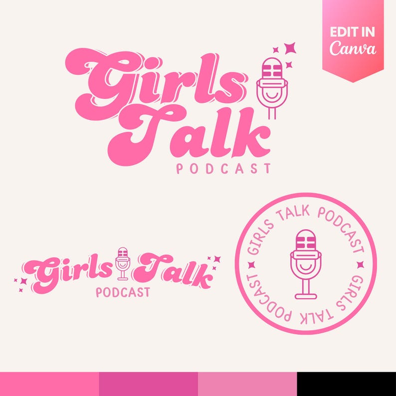 Editable Pink Logo Template, Retro Style Logo Template, Logotemplate ...