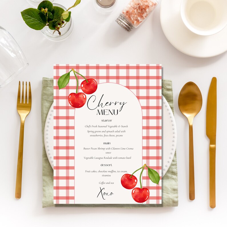 Cherry Menu Template, Sweet Cherry Menu, Red Cherry Menu, Cherries Menu ...