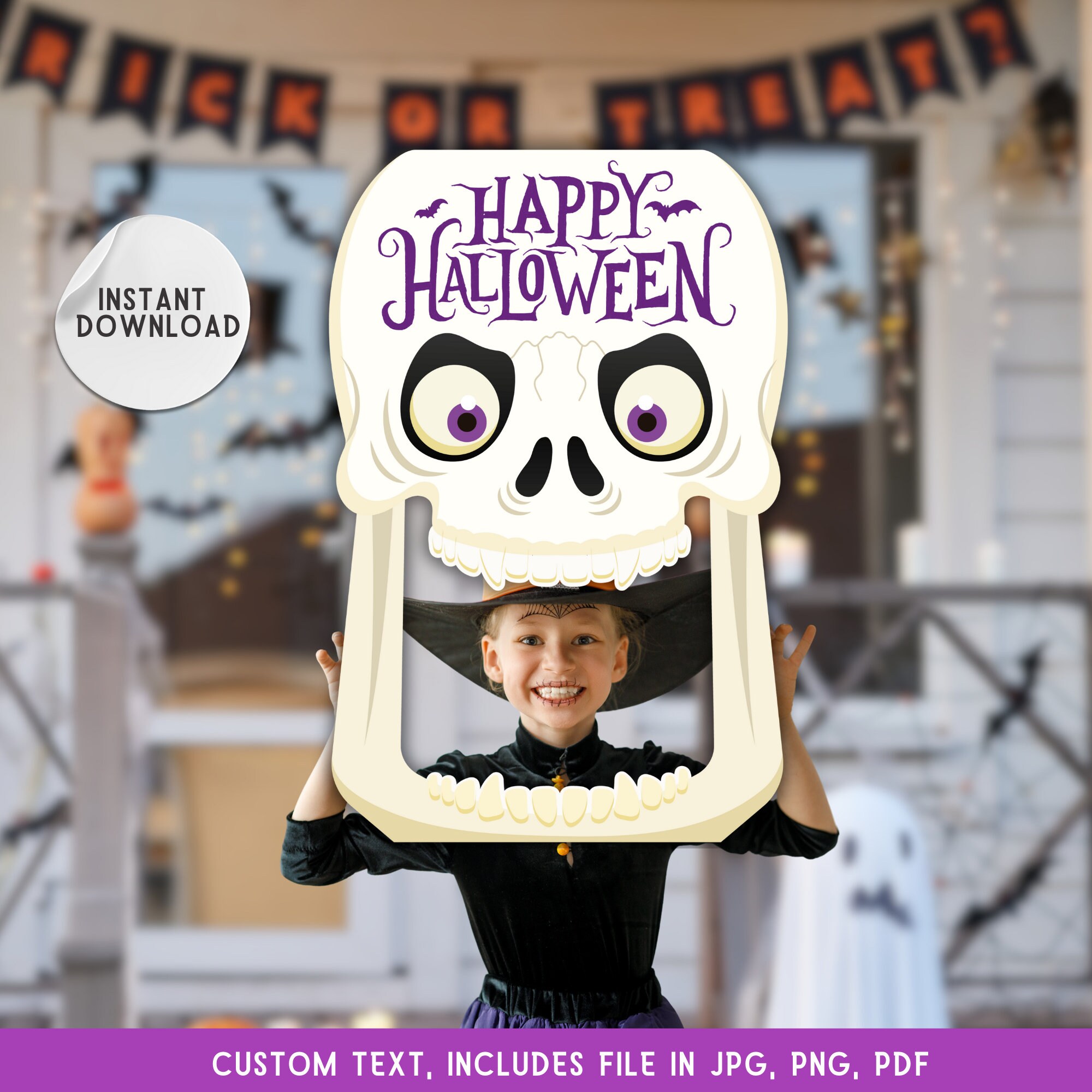 Happy Halloween Photo Booth Prop Skull Halloween Selfie - Etsy