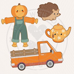 Autumn Kawaii Clipart, Cute Autumn Bundle, Fall Vector Clipart, Autumn ...