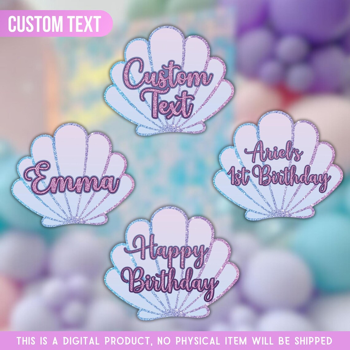 Seashell Glitter Mermaid Sign, Seashell Custom Name, Seashell Welcome ...
