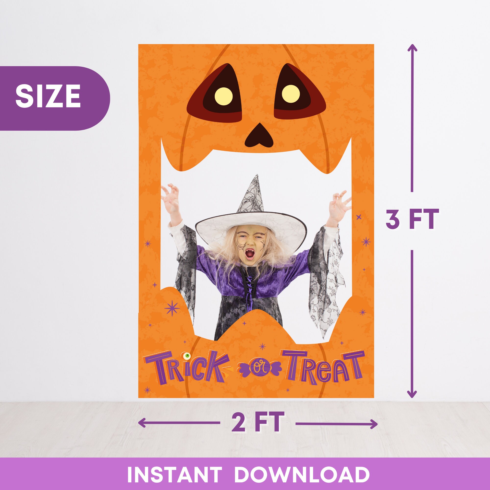 Halloween Pumpkin Trick or Treat Selfie Frame, Halloween Digital Photo ...
