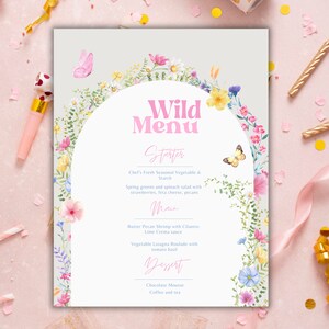 Floral Menu Template, Wildflower Menu, Minimal Floral Menu, Watercolor ...