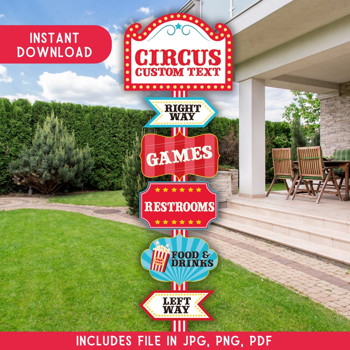 Circus Directional Signs, Circus Sign Custom Text, Circus Welcome Sign ...