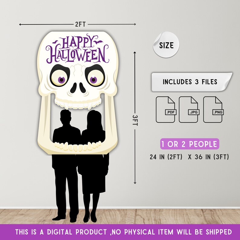 Happy Halloween Photo Booth Prop, Skull Halloween Selfie Frame, Scary ...