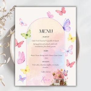 Butterfly Watercolor Menu, Colorful Watercolor Menu, Fantasy Menu ...