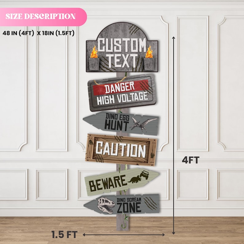 Dinosaur Directional Sign, Jurassic Party Signs Decor, Dino Safari ...