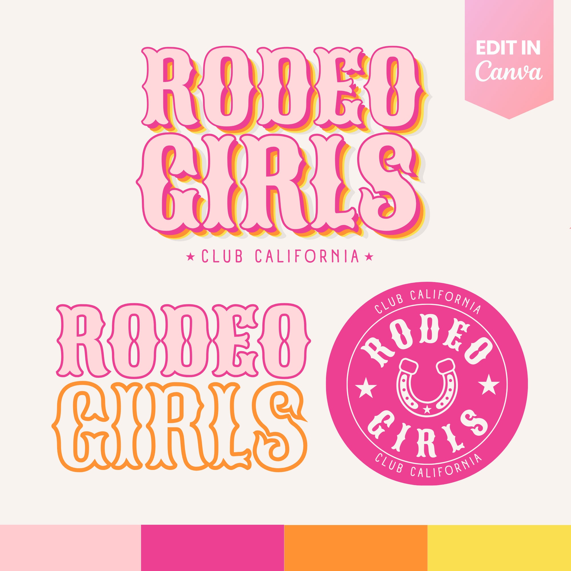 Rodeo Girls Logo, Pink Cowgirl Logo, Retro Cowgirl Logo, Cowgirl ...