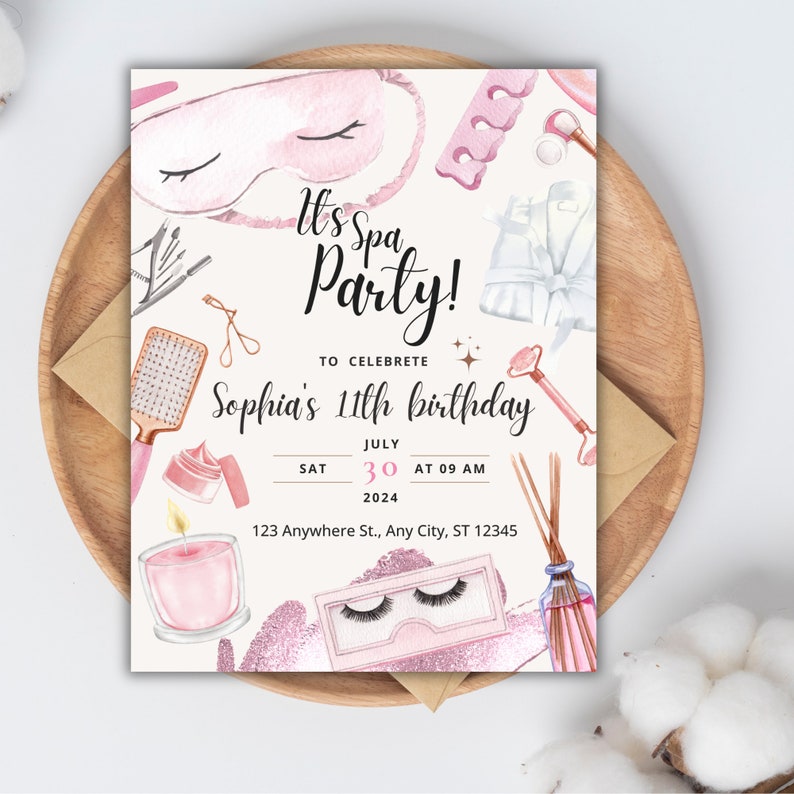 Spa Birthday Invitation, Skincare Birthday Invitation Template, Girls ...