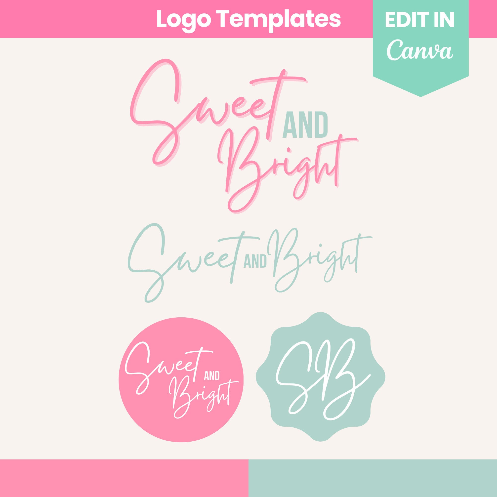 Pink Pastel Logo, Logo Template Canva, Branding Kit, Shop Logo, Pink ...