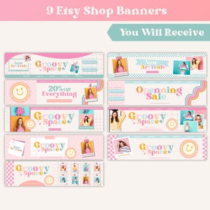 Groovy Etsy Store Branding Kit, Bright Colors Banner Templates ...
