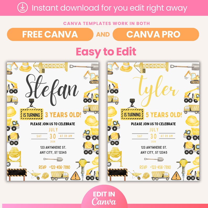 Construction Invitation Template,, Construction Birthday, Dump Truck ...