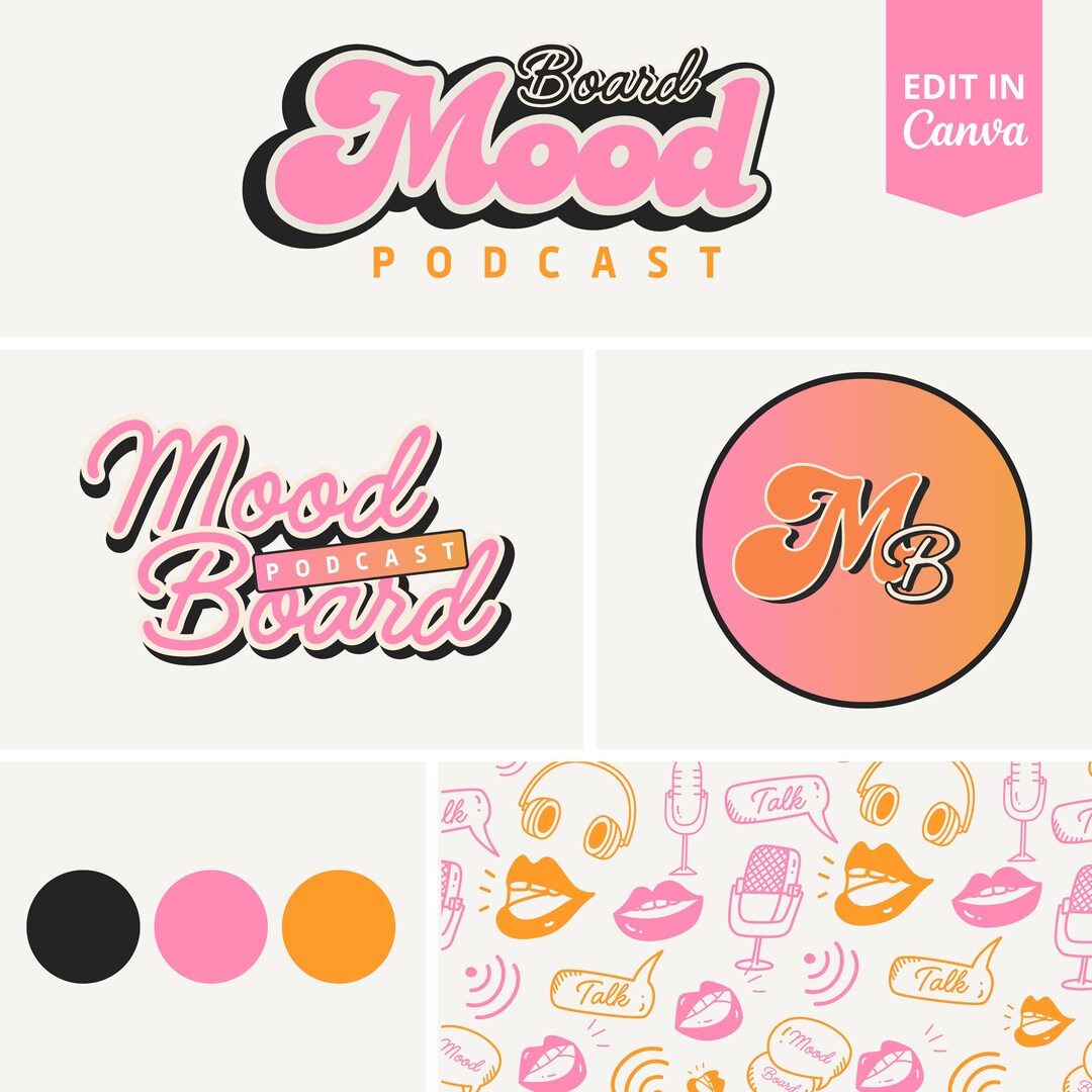 Editable Pink Logo Template, Custom Colorful Branding, Logo Template ...