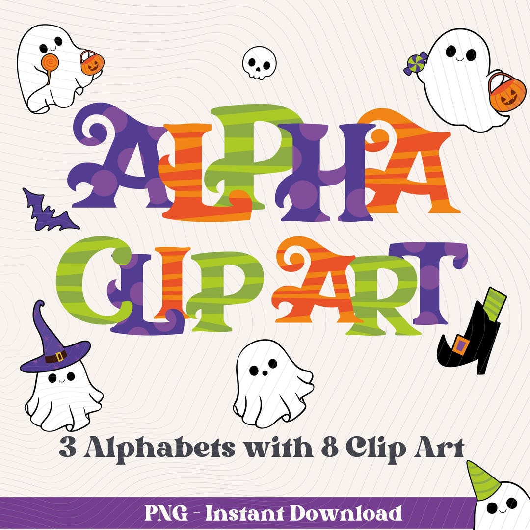 Halloween Letters With Clip Art, Halloween Alphabet, Ghost Clipart ...