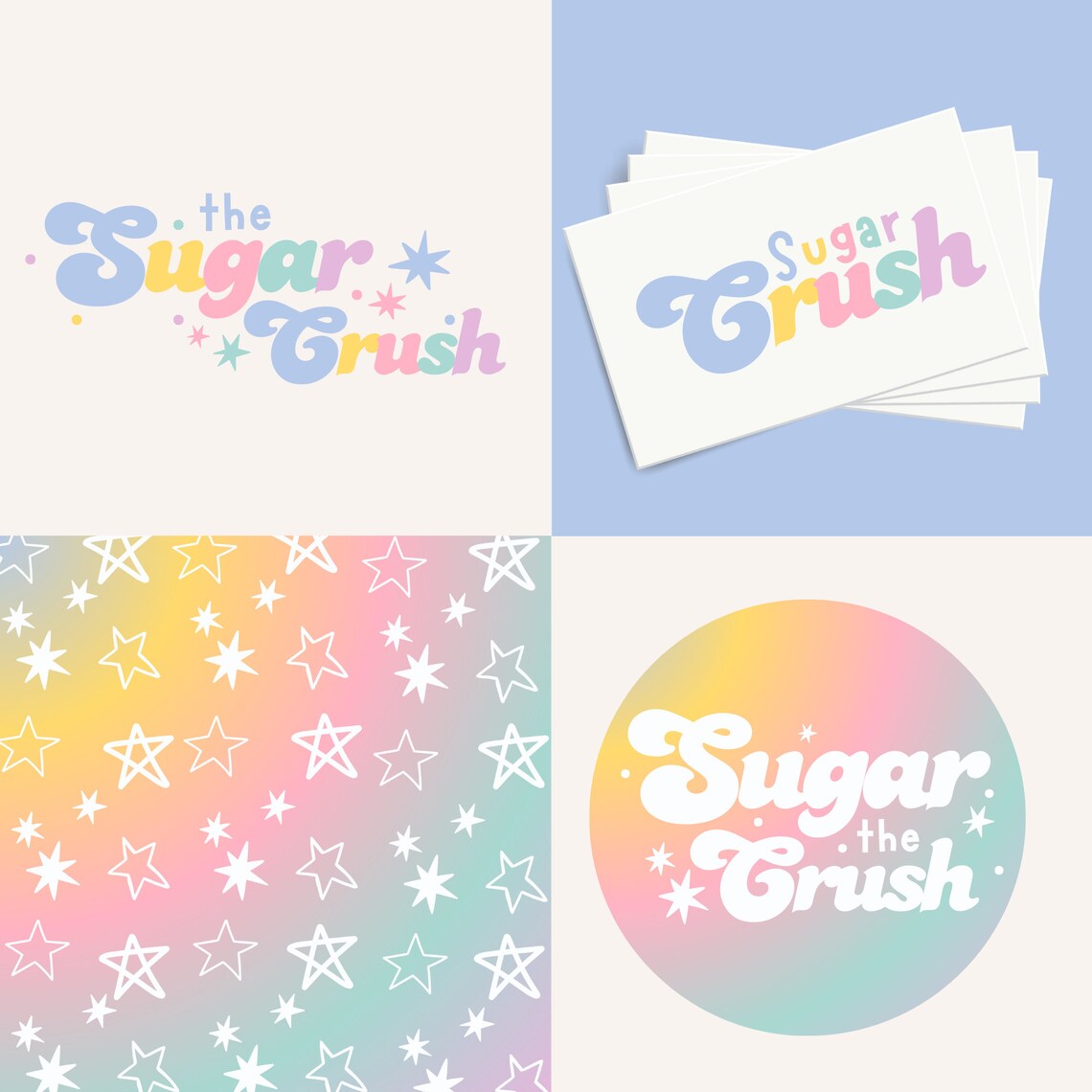Pastel Rainbow Canva Logo Template, Colorful Retro Logo, Bright Pastel ...