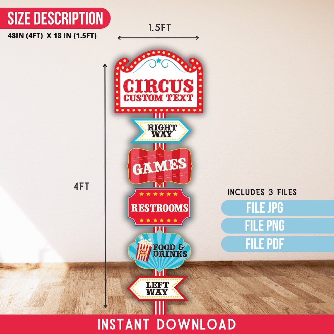 Circus Directional Signs, Circus Sign Custom Text, Circus Welcome Sign ...