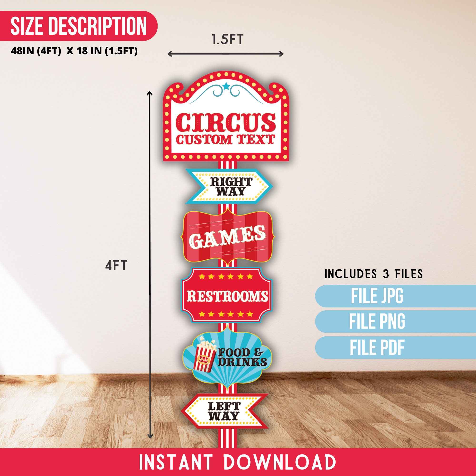 Circus Directional Signs, Circus Sign Custom Text, Circus Welcome Sign ...