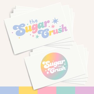 Pastel Rainbow Canva Logo Template, Colorful Retro Logo, Bright Pastel ...