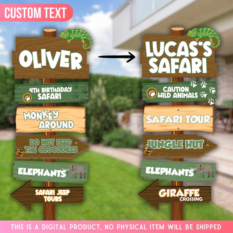 Safari Welcome Sign, Safari Directional Sign, Safari Custom Text ...