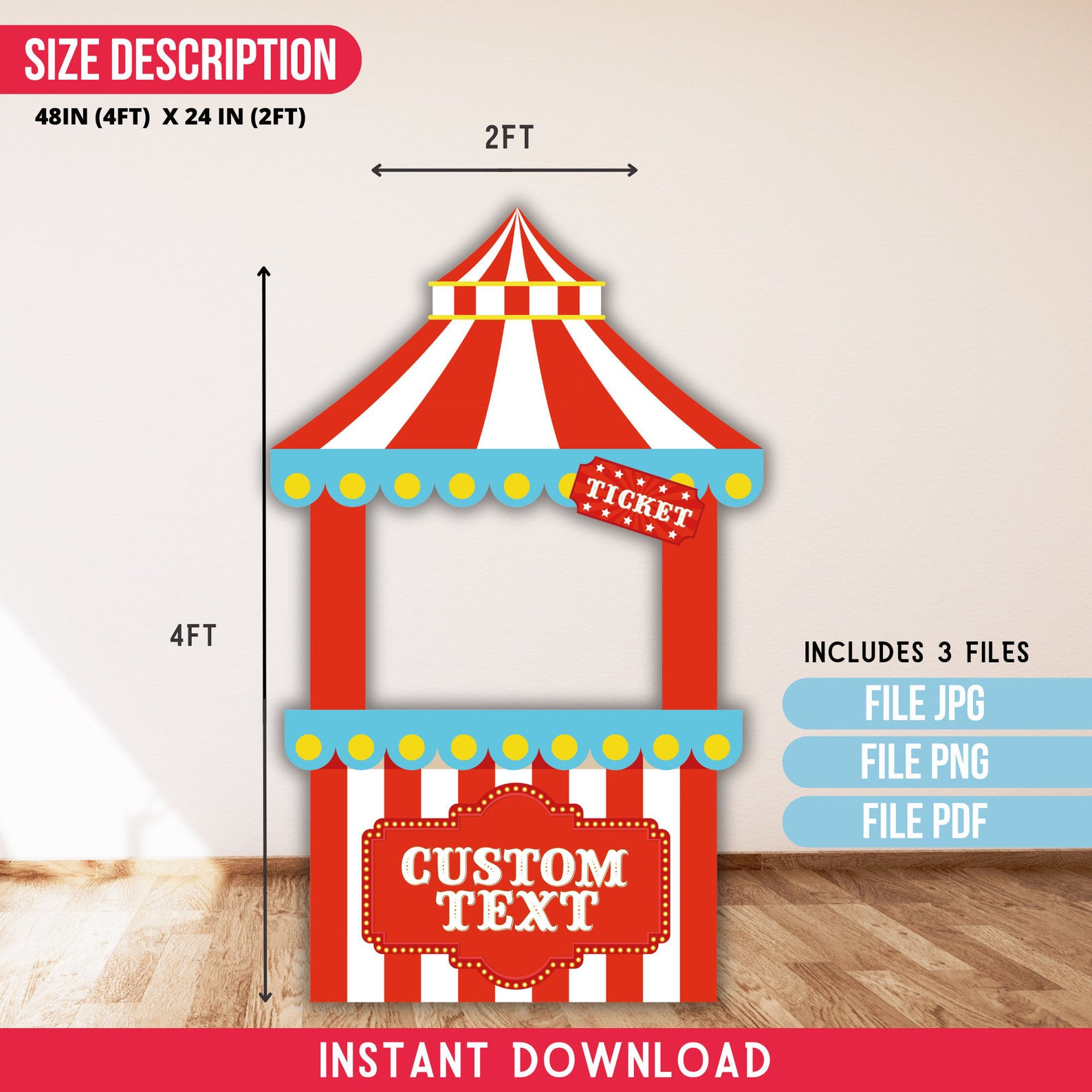 Circus Ticket Photo Booth, Circus Ticket Prop, Circus Custom Text ...