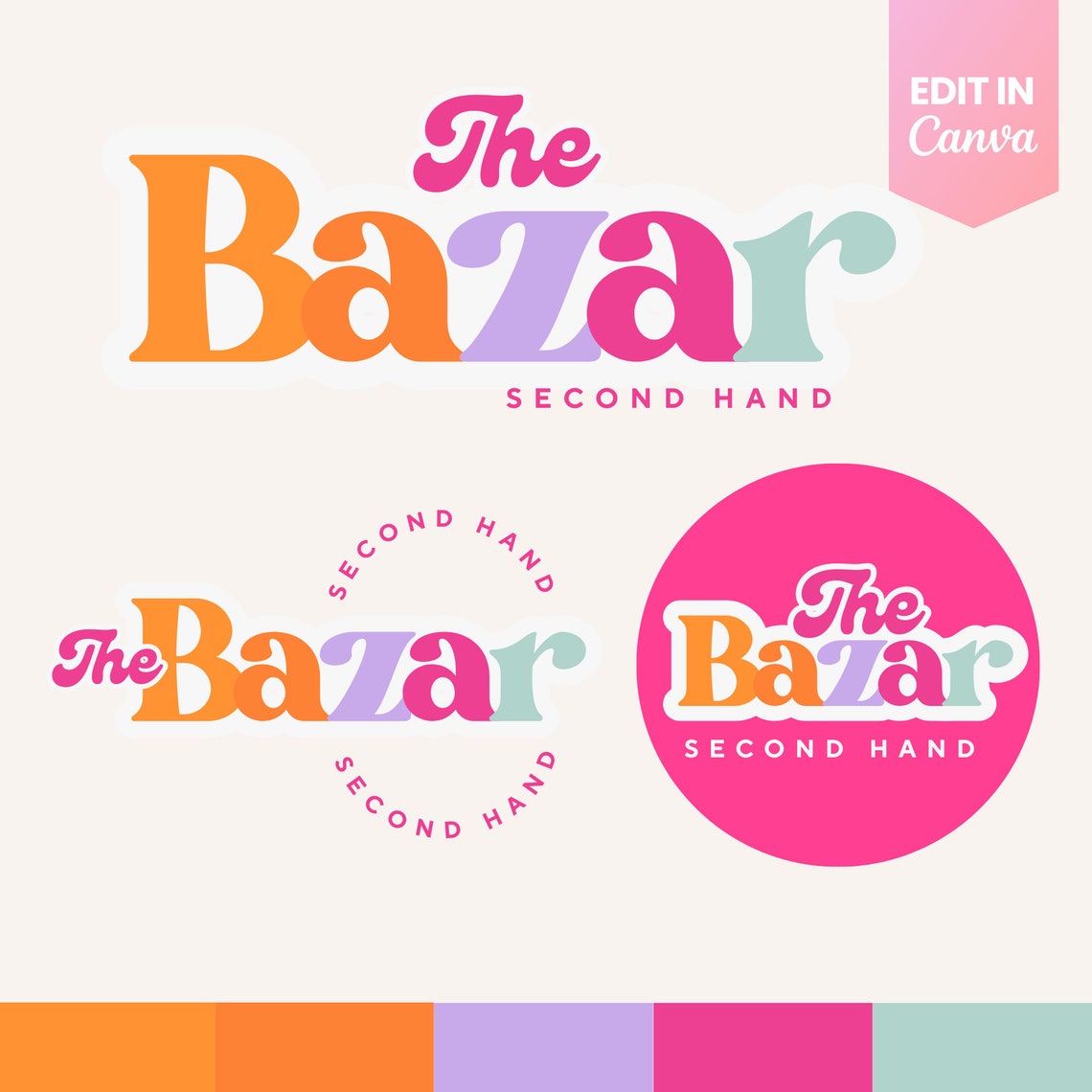 Colorful Logo Canva Template, Clothing Logo, Pink Logo Template, Fun ...