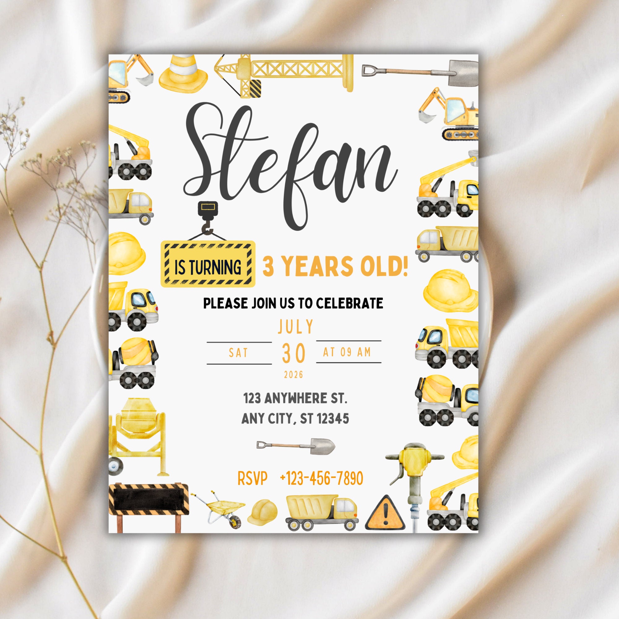 Construction Invitation Template,, Construction Birthday, Dump Truck ...