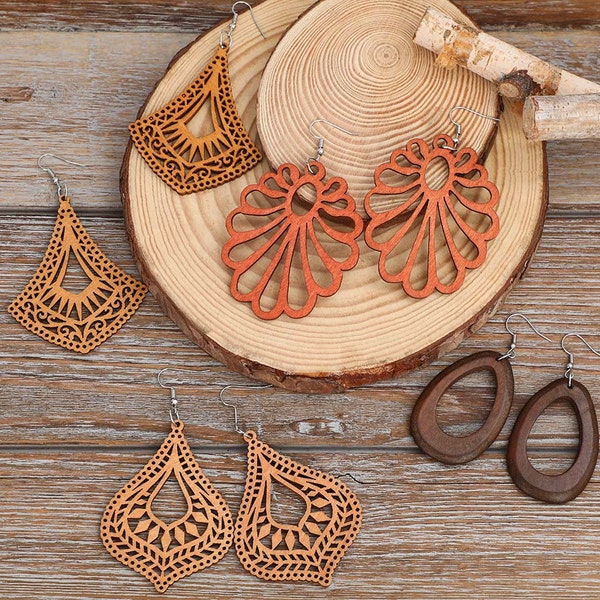 Wooden Earrings - Etsy