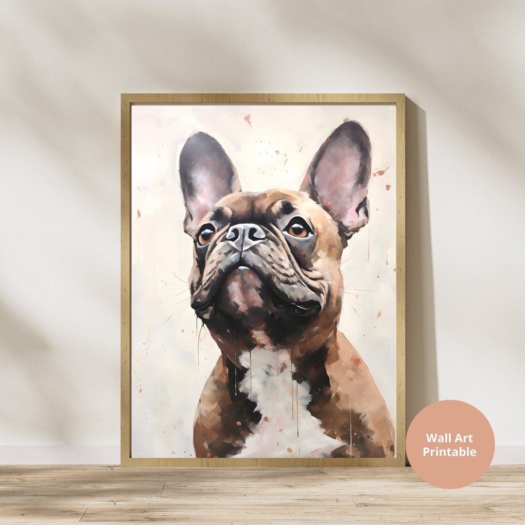 Digital Wall Art Frenchie Wall Decor Animal Oil Painting Bulldog ...