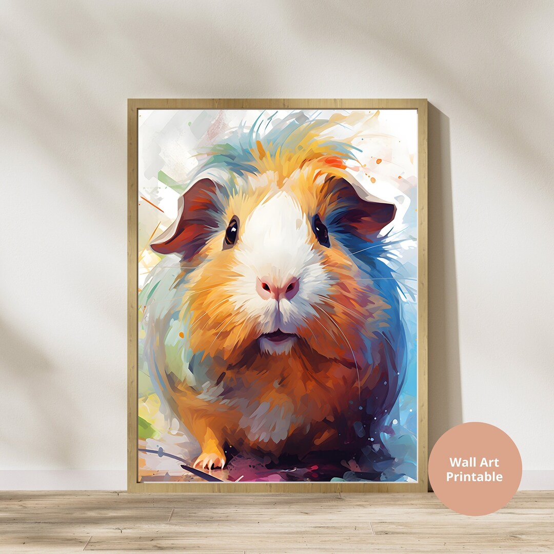 Digital Wall Art Print Guinea Pig Wall Decor Animal Painting Printable ...