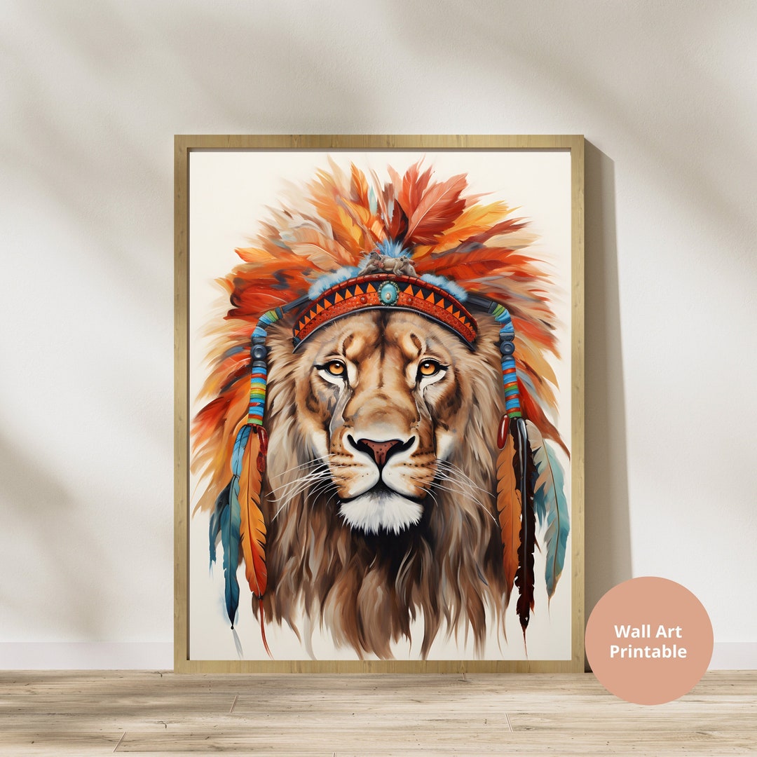 Digital Wall Art Lion Wall Decor Animal Wildlife Painting Printable Art ...