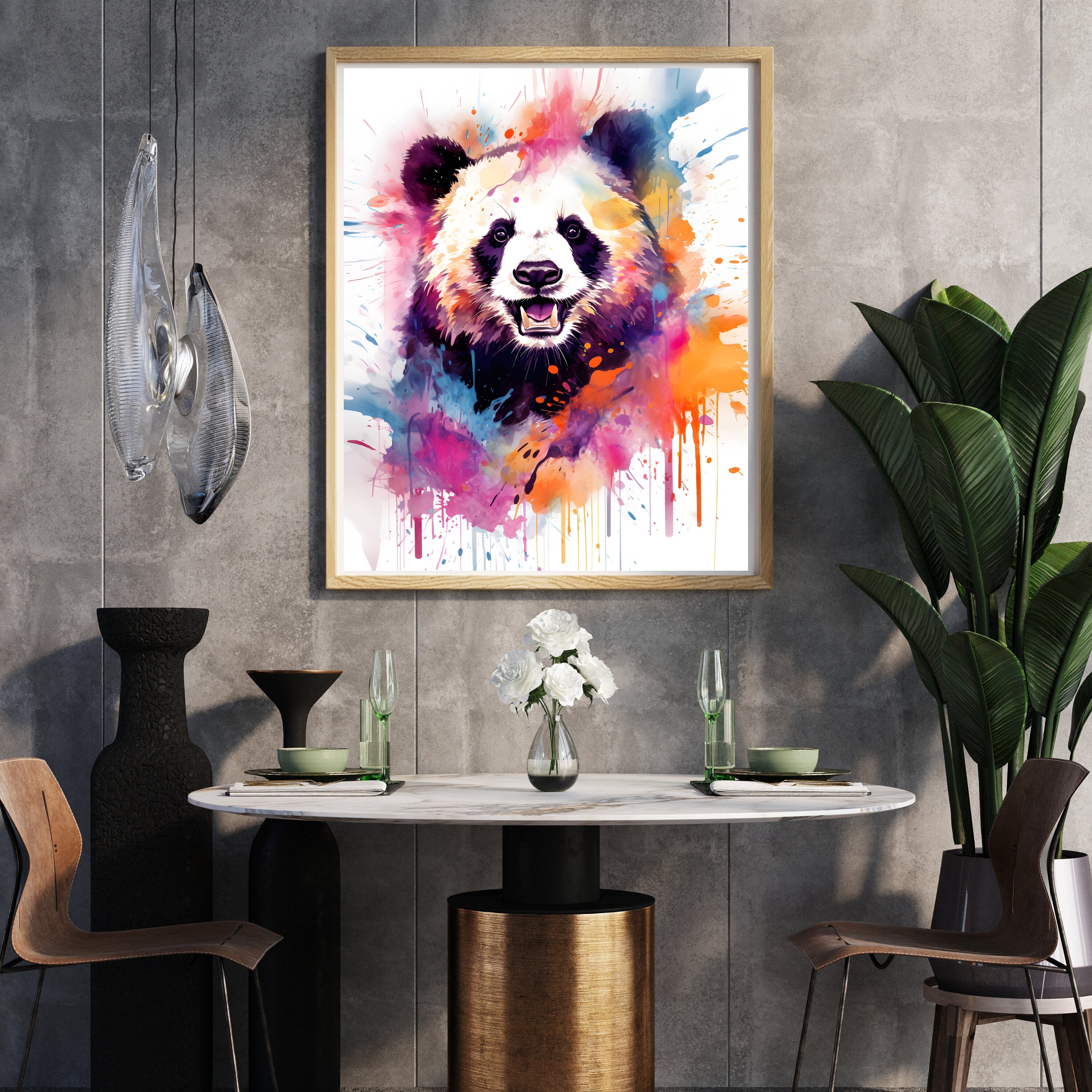 Digital Wall Art Print Download Panda Bear Wall Decor Painting ...