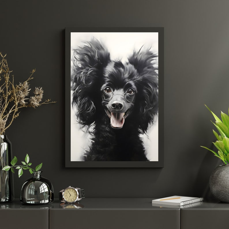 Digital Wall Art Print Poodle Wall Decor Dog Oil Painting Printable Art ...