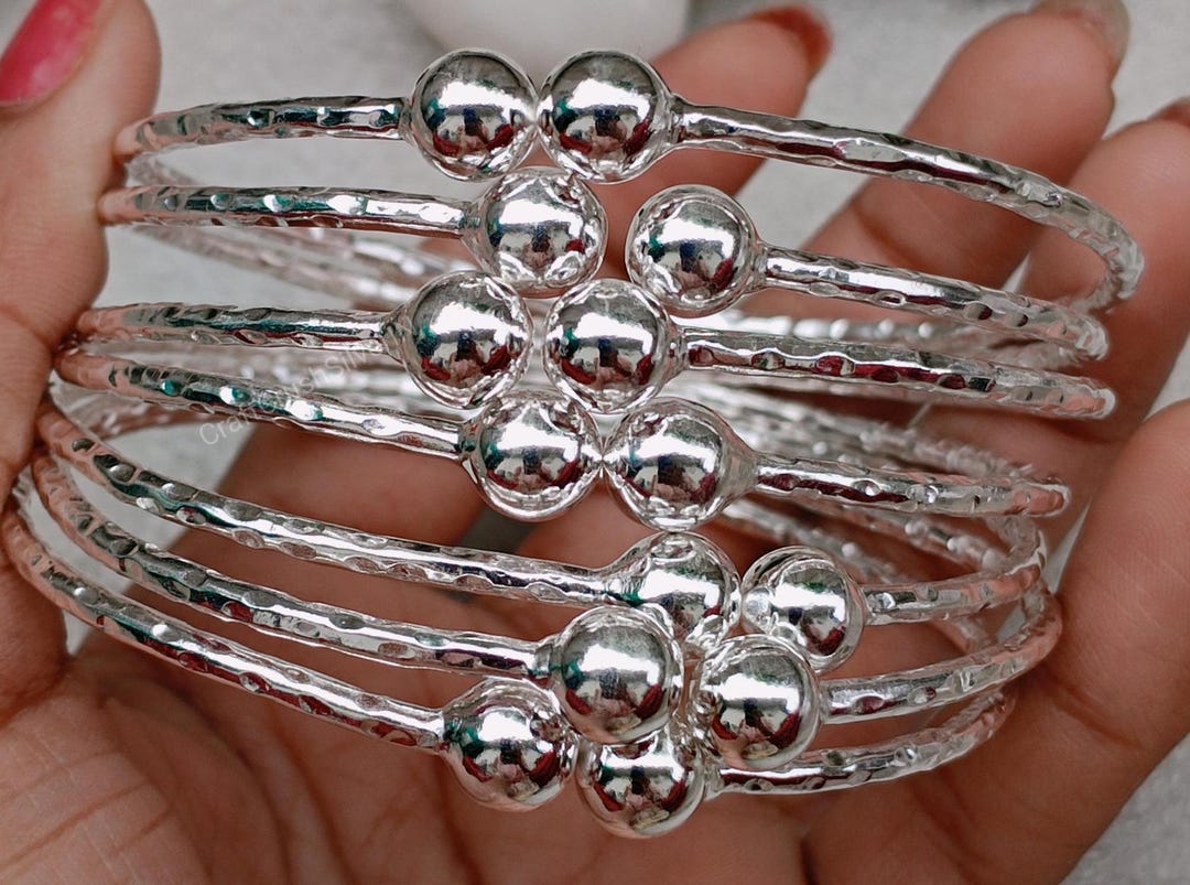 Thick West Indian Bangles, Set of 7 Bangles, Sterling Silver Bangles ...