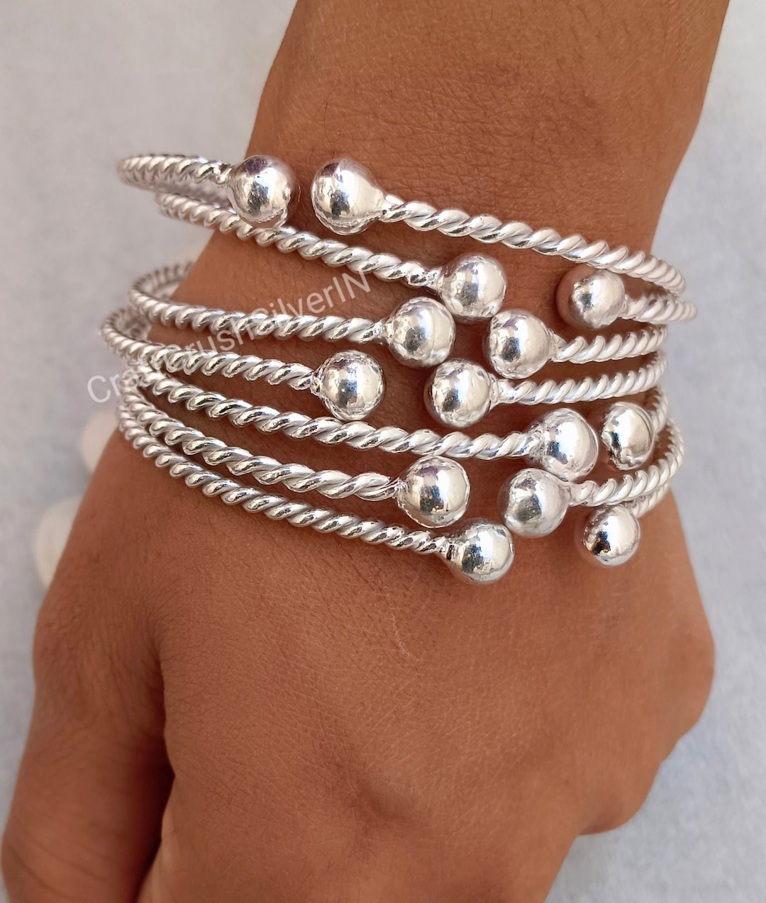 Thick West Indian Bangles, Set of 7 Bangles, 925 Sterling Silver Bangle ...