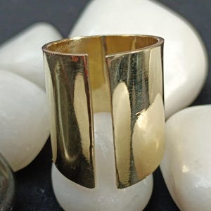 Open Ring, Solid Brass Long Ring, Chunky Ring, Large Ring, Cuff Ring ...