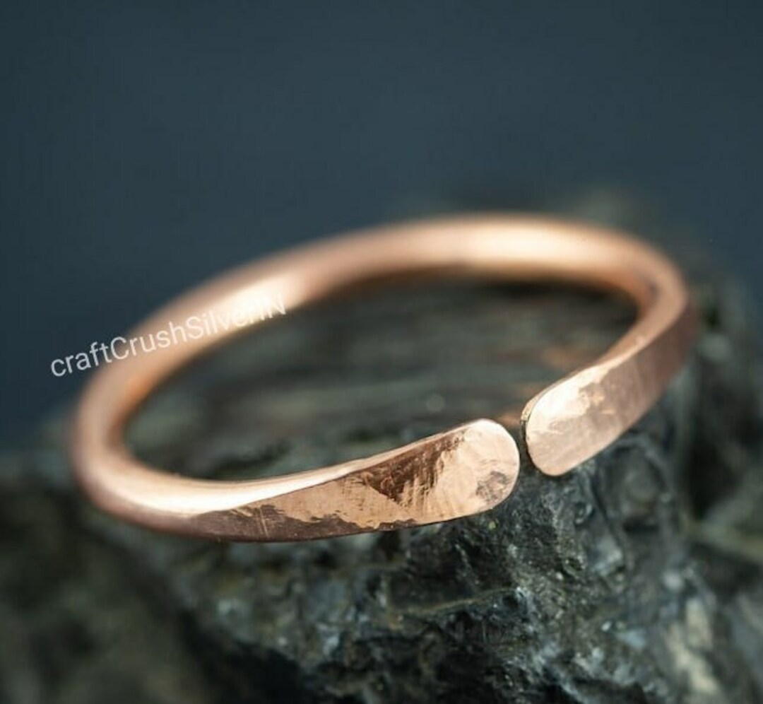 Pure Copper Ring, Copper Band Ring, Hammered Ring, Dainty Handmade Ring ...