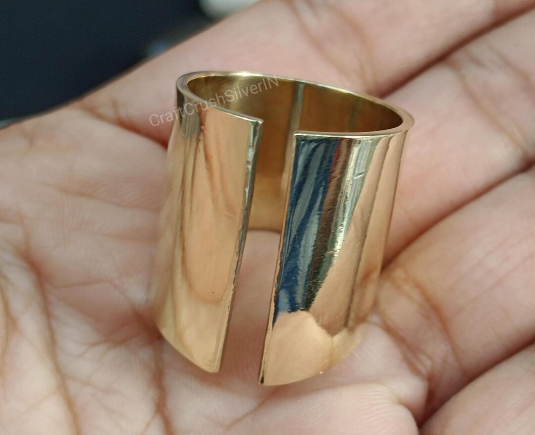 Open Ring, Solid Brass Long Ring, Chunky Ring, Large Ring, Cuff Ring ...