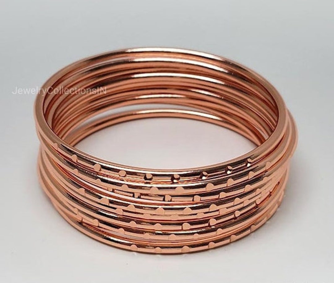 Set of 7 Pcs. Handmade Bangles / Pure Copper Bangle Set of Solid Copper ...